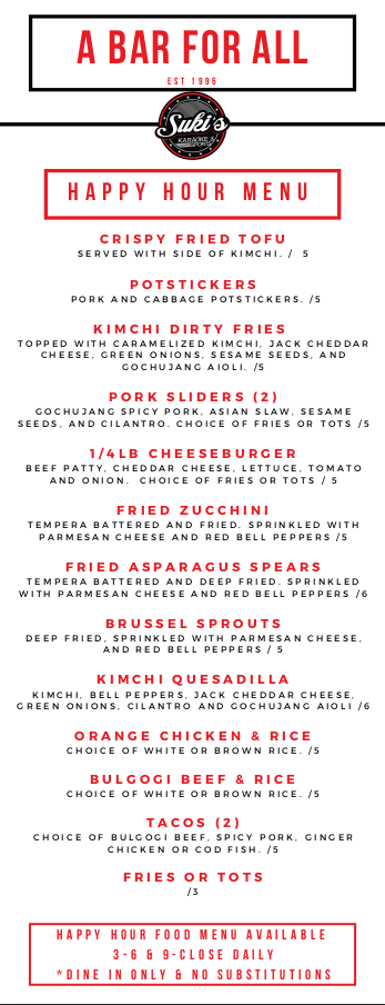 Menu – Suki's Bar Portland